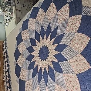 Bedding | Vintage 195s Handsewn Giant Blue Dahlia Quilt | Poshmark